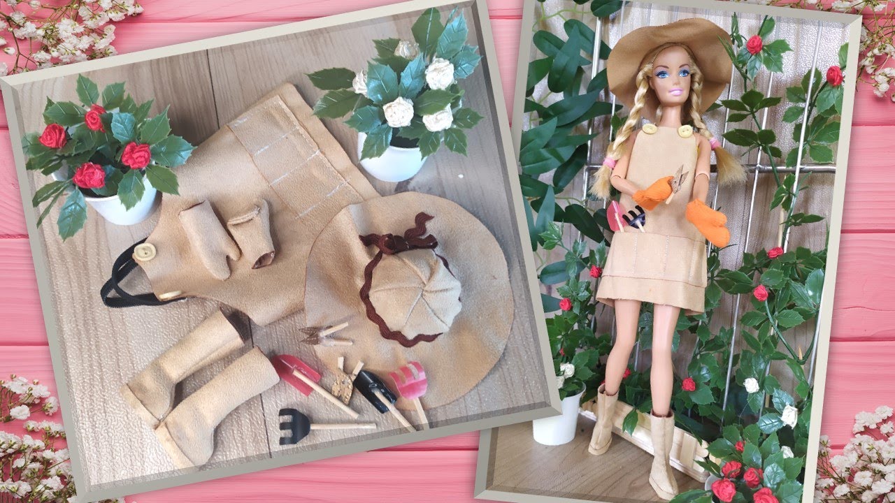 BARBIE ROSE GARDENER | DIY Easy Barbie Dress | Barbie Craft Dress - YouTube