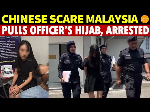 Chinese Cause Panic in Malaysia! Pulls Off Immigration Officer’s Hijab, Arrested at Airport
