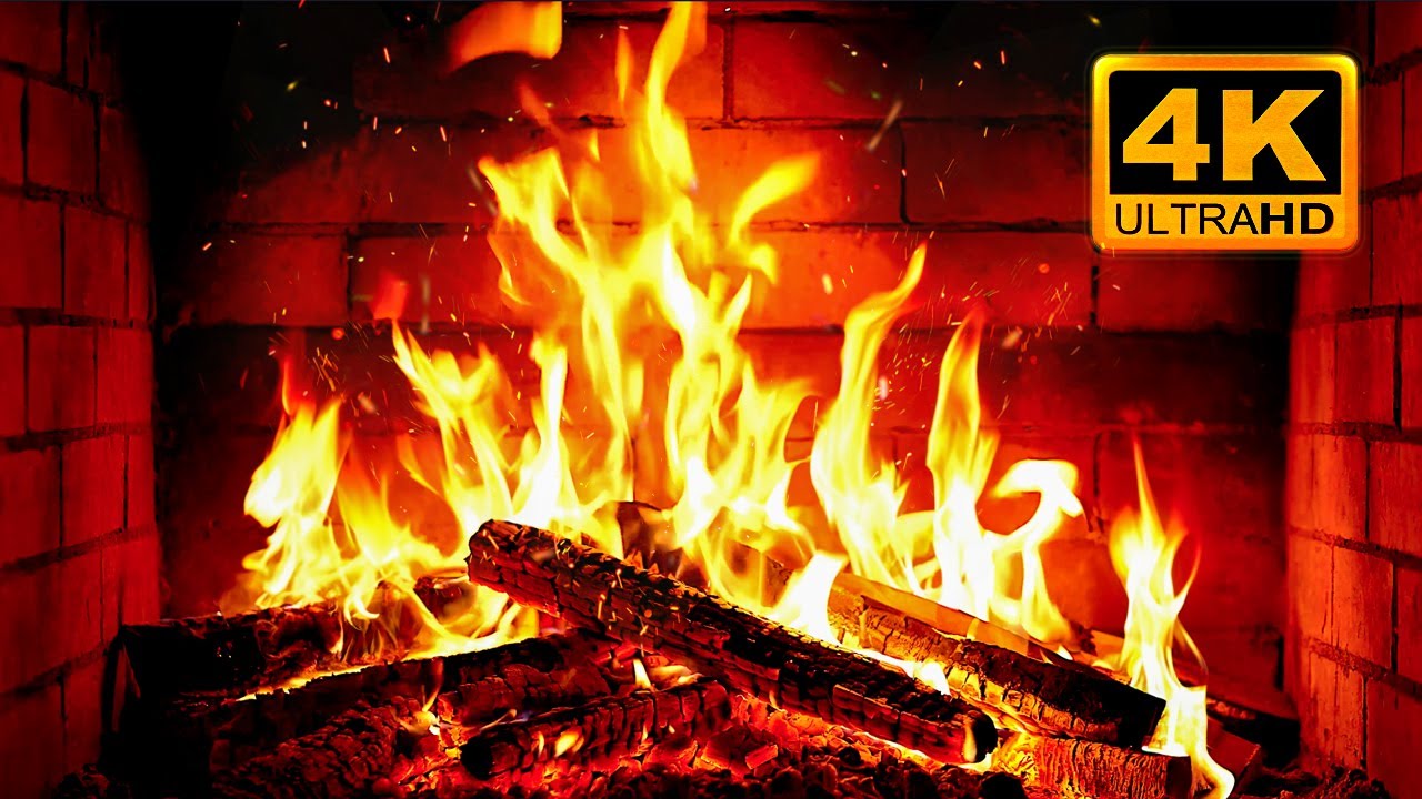 FIREPLACE 4K 🔥 Fireplace video with Burning Logs & Fire Sounds ...