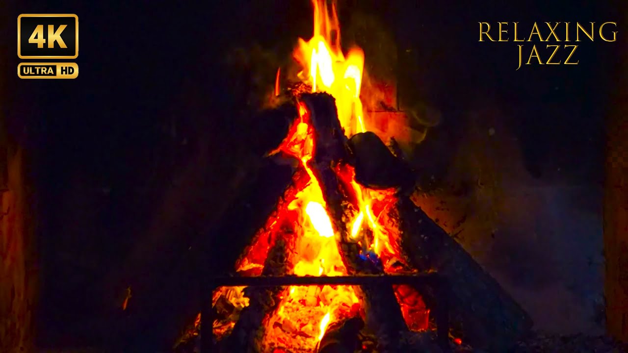 Crackling Fireplace 4K 🔥 Tender Cozy Piano Jazz Music & Calm Fireplace ...