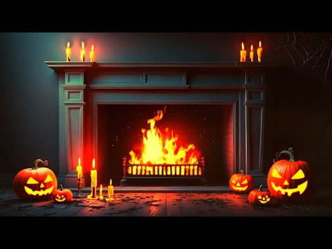 Spooky Autumn Fireplace 🍂 👻 Scary Halloween Background Music 🎃 Happy ...