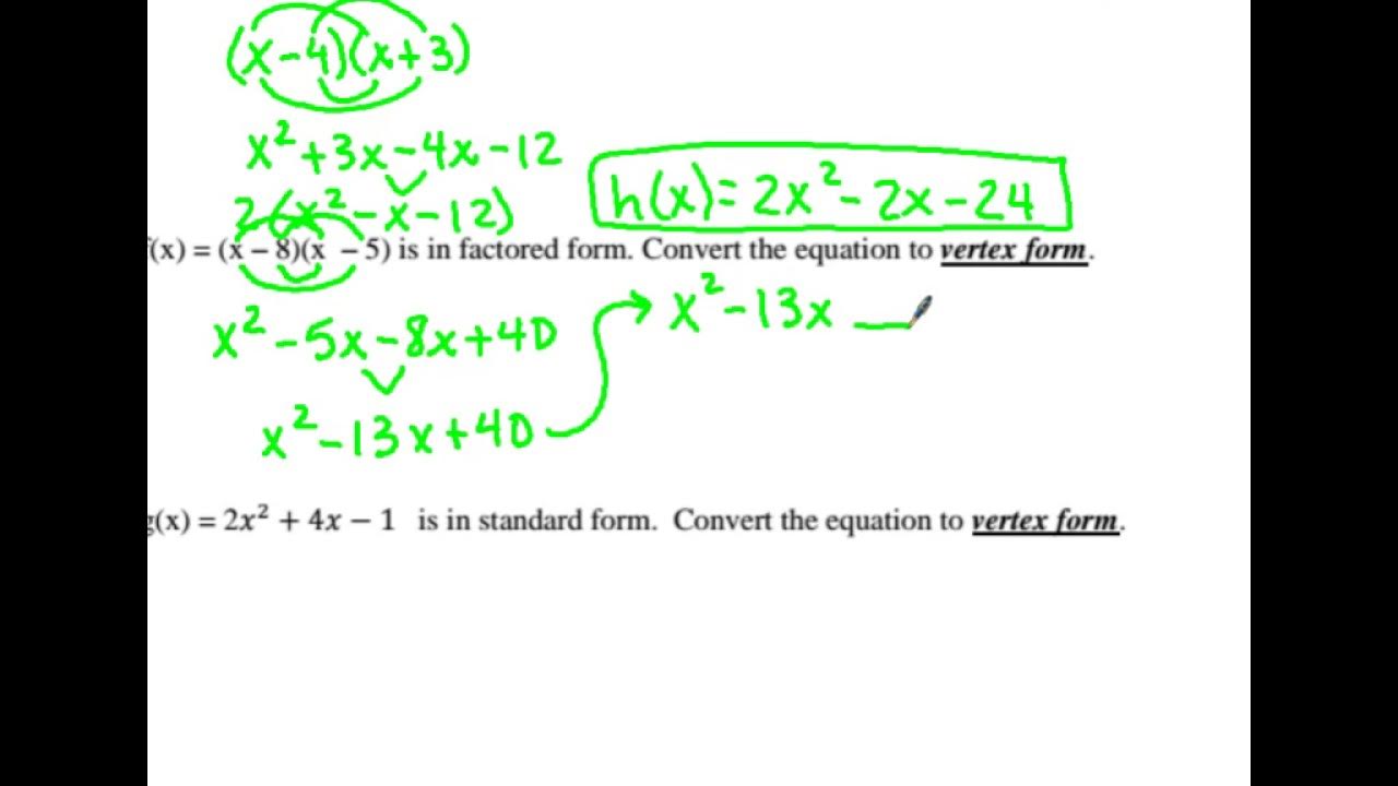 Converting Quadratic Functions into Multiple Forms - YouTube