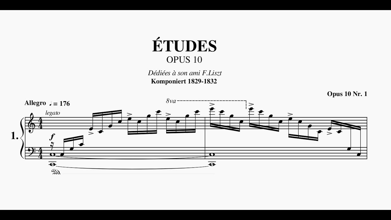 F. Chopin：Études, Op.10, No.1 Etude in C major 'Waterfall' (Sheet Music ...