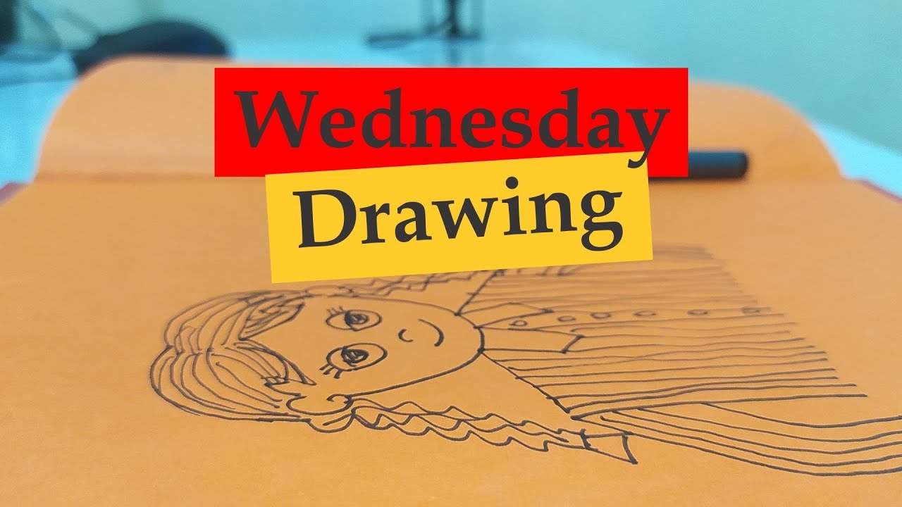 Wednesday Addams Line Draw | Line Art Drawing | Hand Drawing 🕵️ - YouTube
