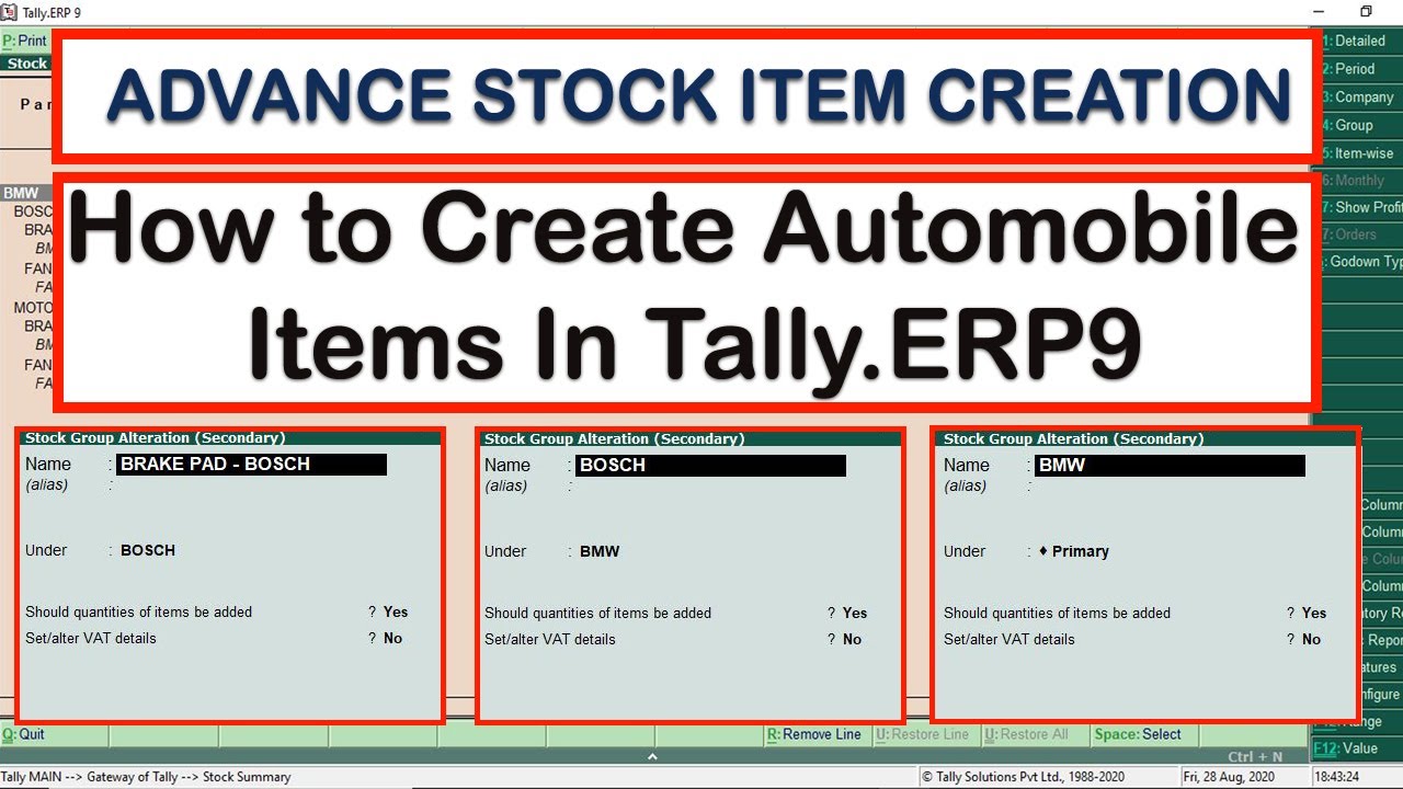 How to Create Stock Items In Automobile Industry. - YouTube