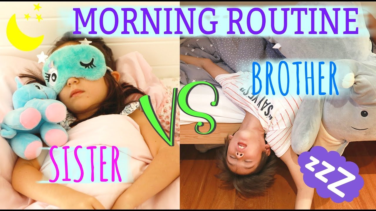 兄VS妹 朝の学校のじゅんび対決★寸劇 Morning Routine Sister VS Brother! - YouTube