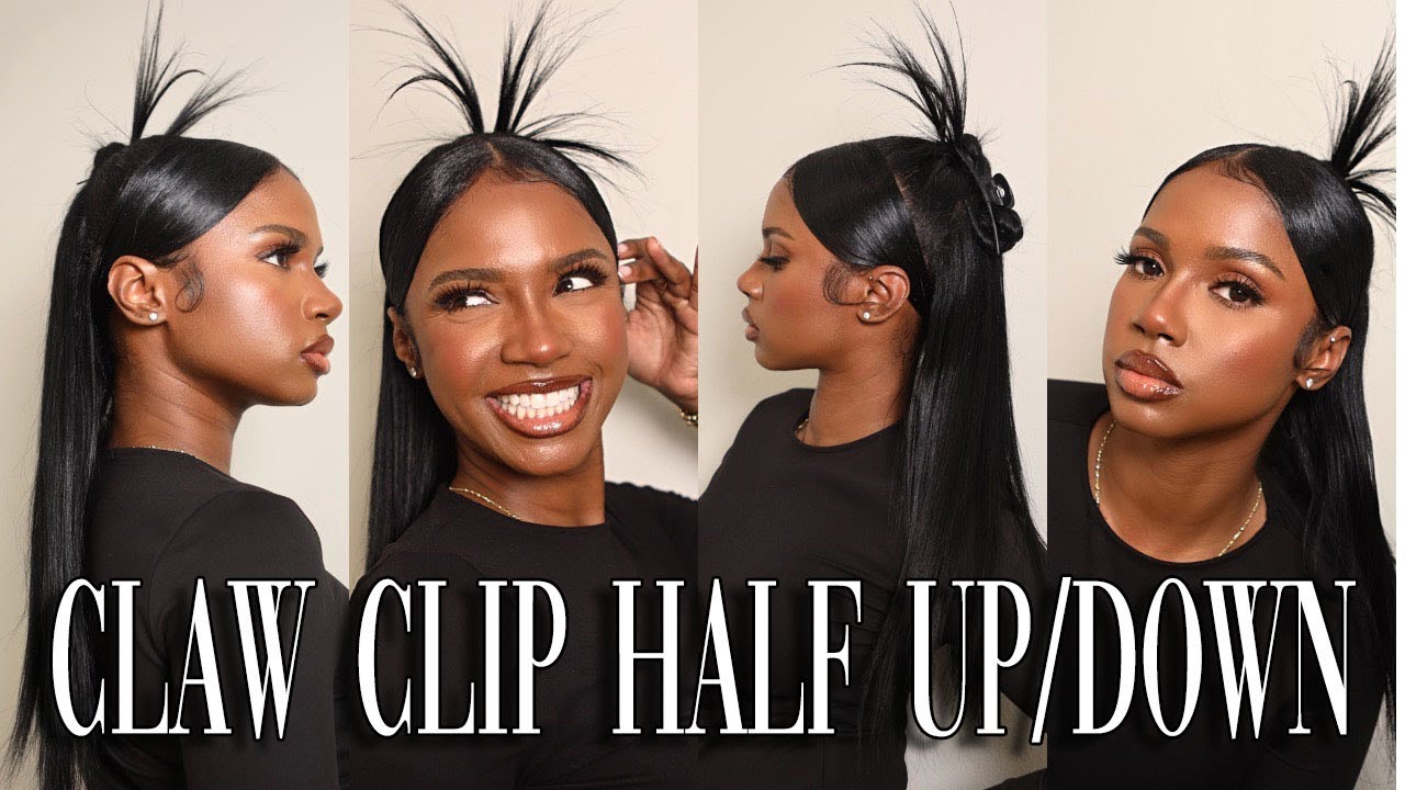 Claw Clip Half Up Half Down Effect Tutorial | Brittany Sky - YouTube