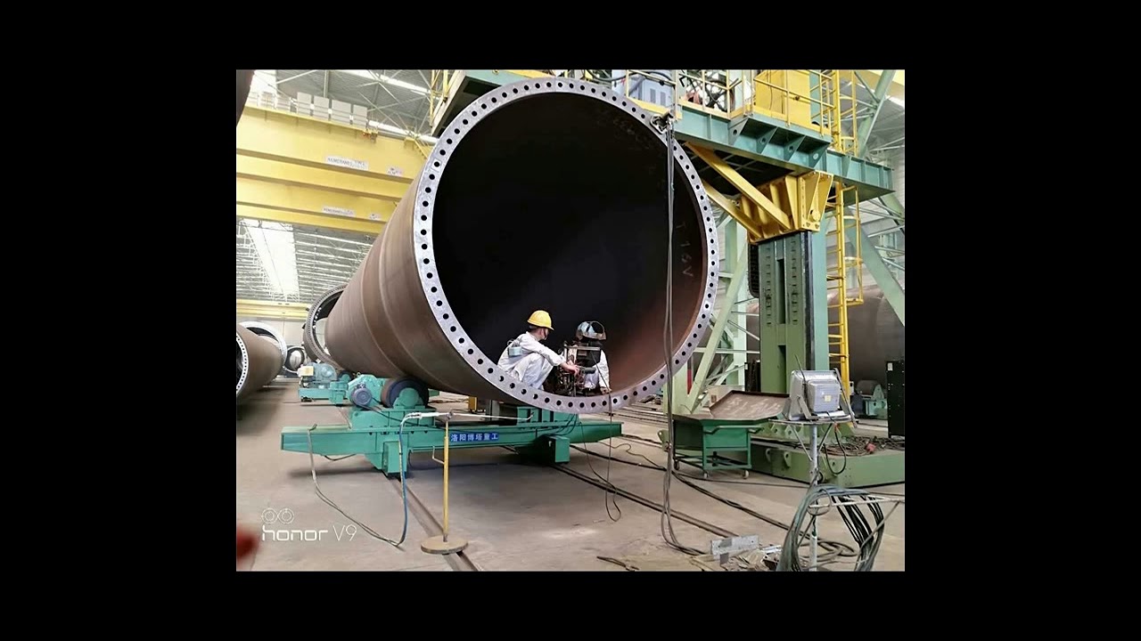 giant monopile hydraulic lift welding rotator - YouTube