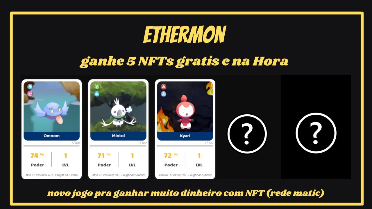 ethermon 🚀 jogo de NFT 🤑 voce ja ganha 5 NFT pra começar a jogar 🤑 ...