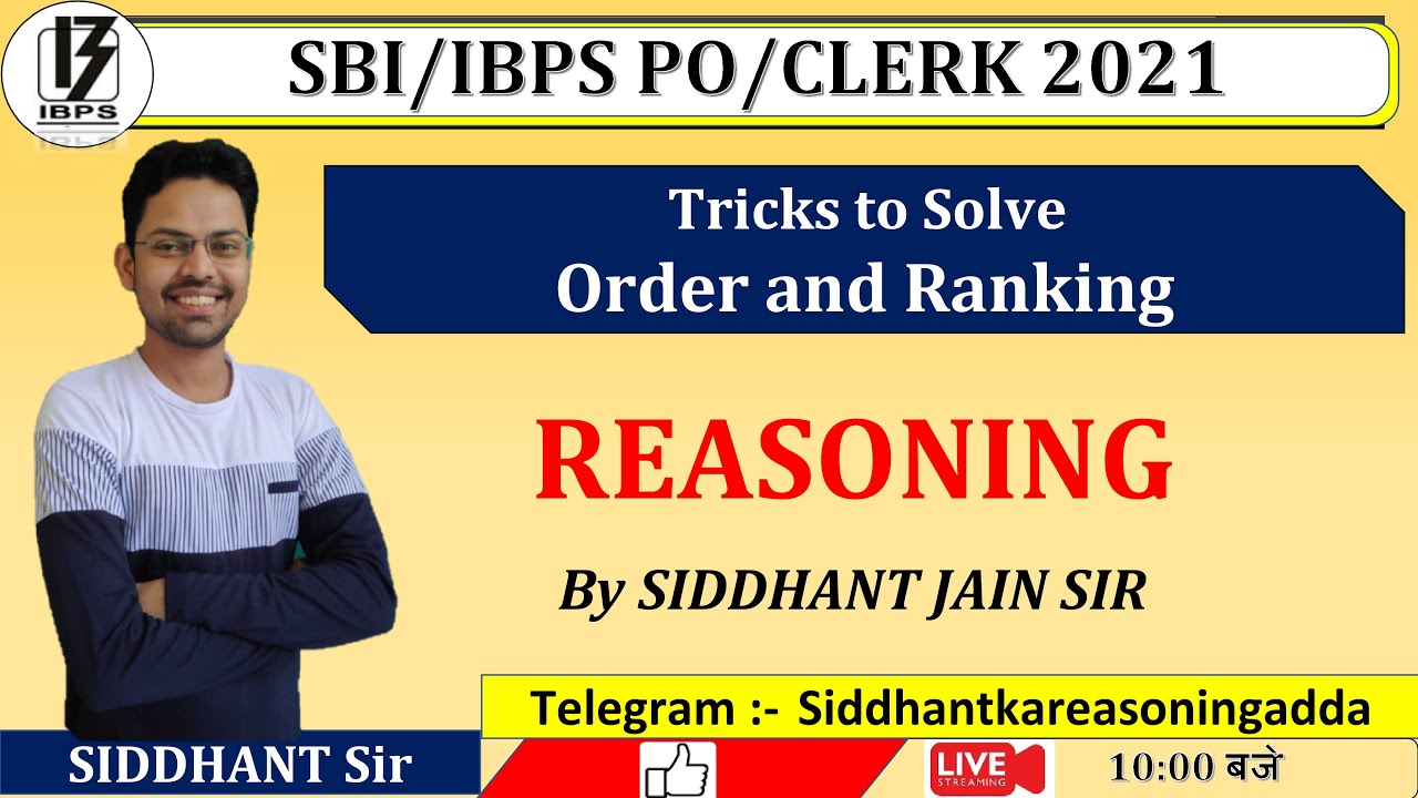 Order and Ranking (Class-1) | Basic Concept and Tricks | Bank Exams ...