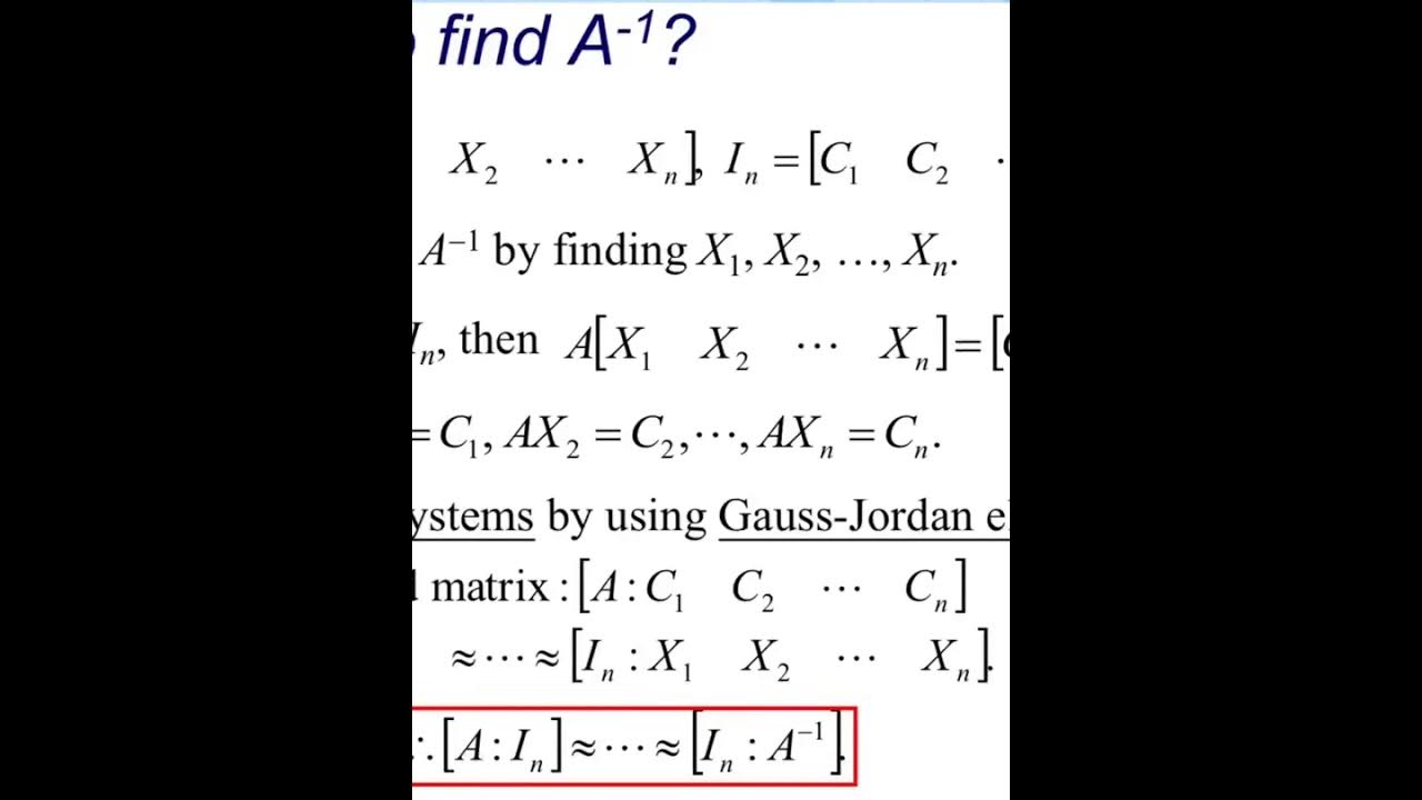 Linear algebra, ch2,Guass-Jordan Elimination for finding The Inverse of ...