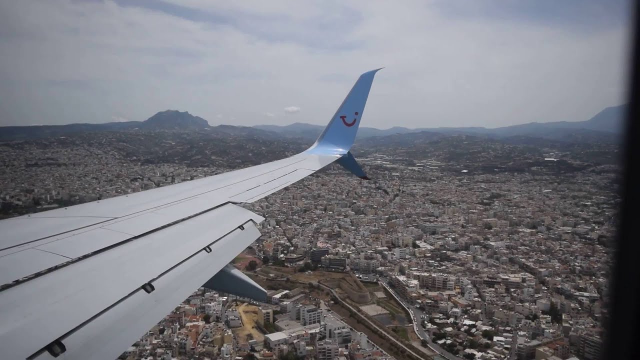 Thomson Flight TOM4706, Boeing 737-8K5, G-TAWS, Landing at Heraklion ...