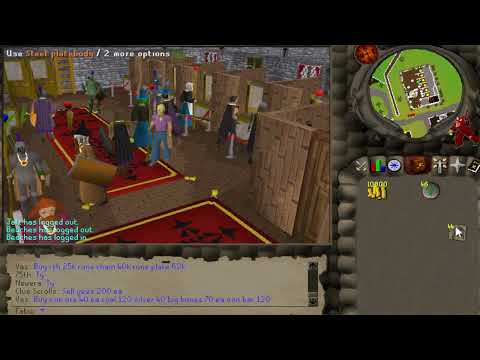 2004scape Lost City, Smithing Steel Platebodys & High Alching at Varrock East Bank on a busy morning