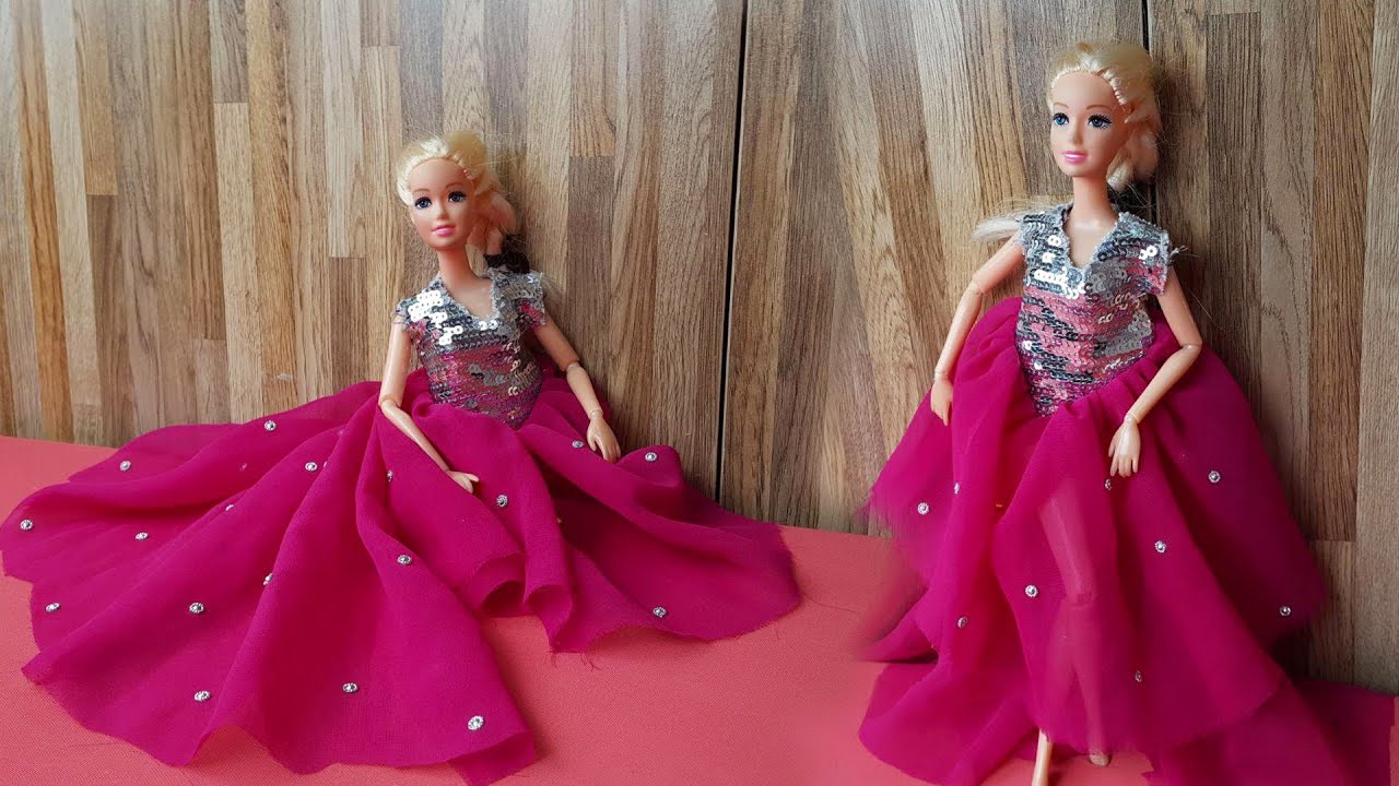 Easy and beautiful DIY Barbie Doll dresses| Gown for barbie - YouTube