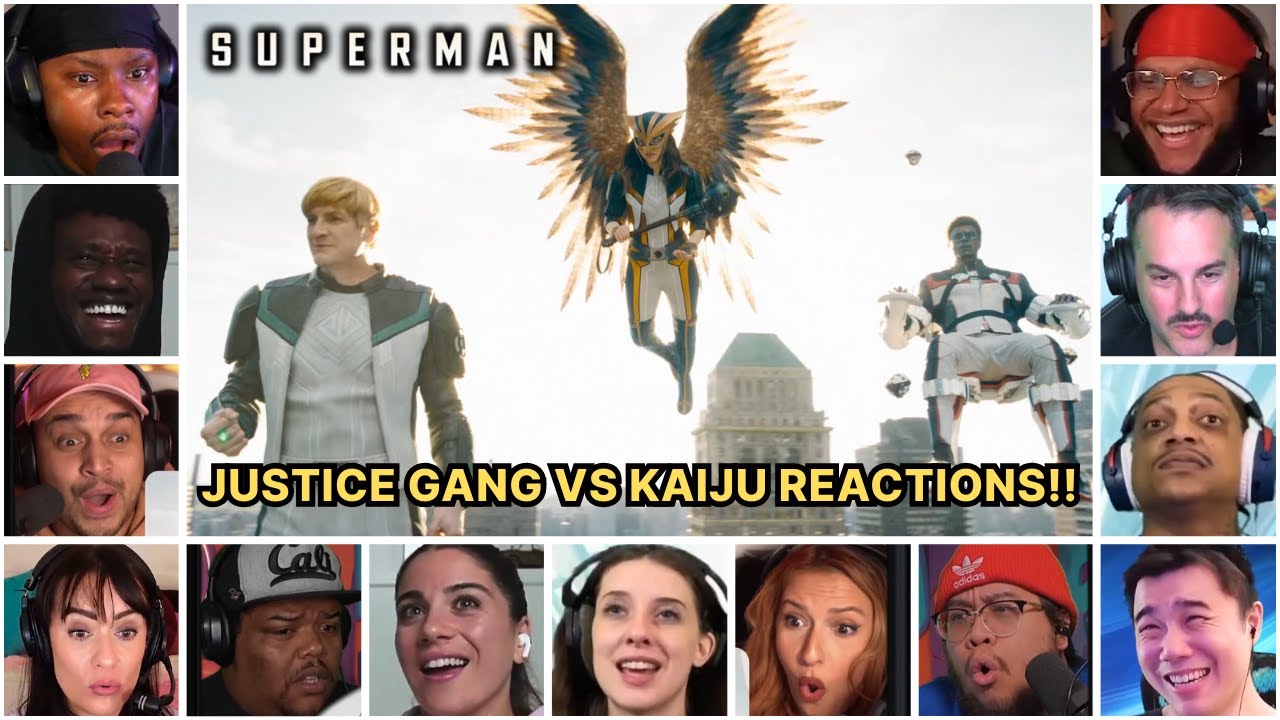 Reactors Reacting To Justice Gang VS Kaiju Fight Scene | Superman Movie ...