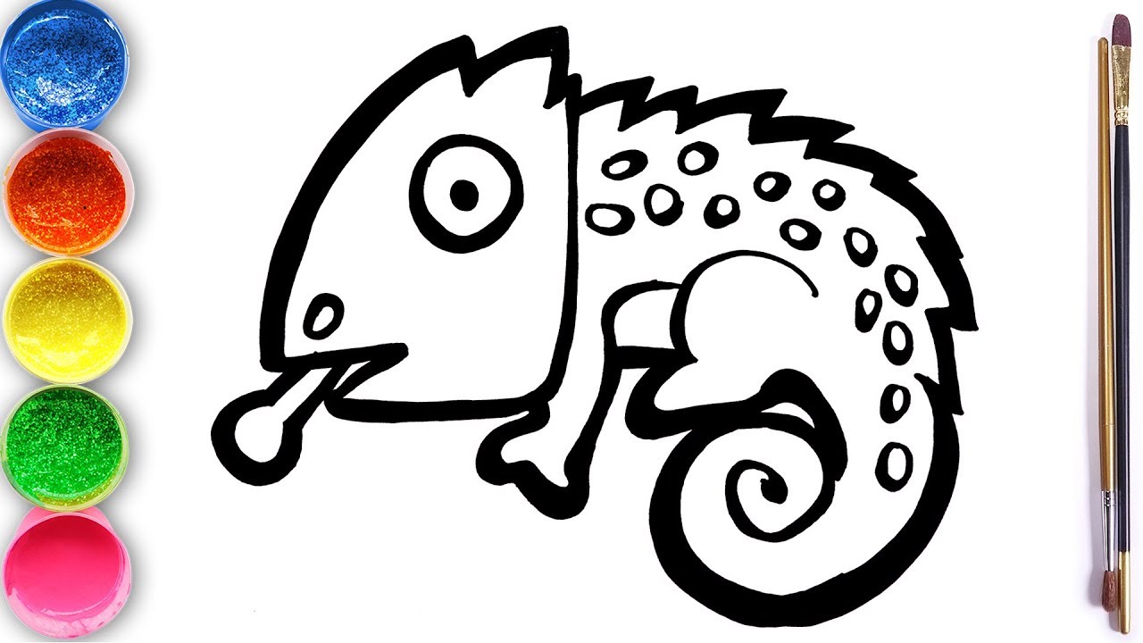 How to draw gecko, Glitter coloring gecko | Cara menggambar dan ...