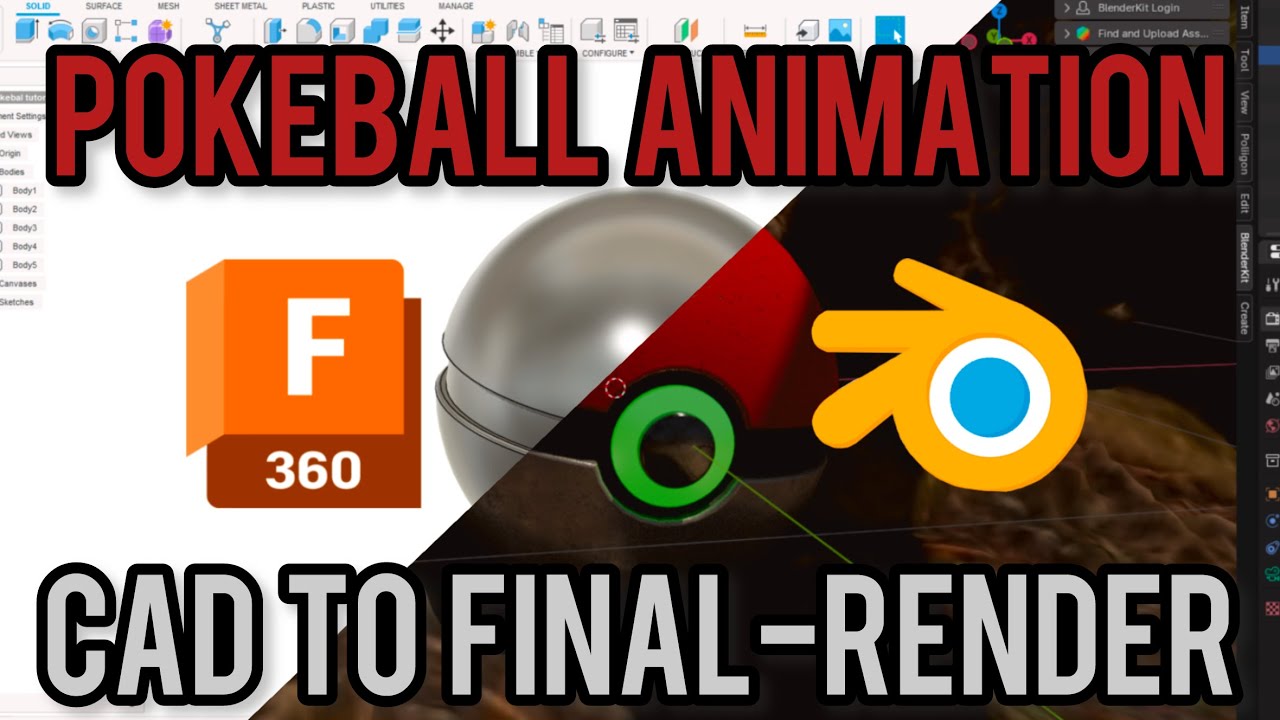 Pokeball Design, Render & Animation || Fusion 360 & Blender Full ...