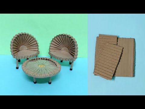 How to make small chair and table with cardboard | cardboard crafts ...