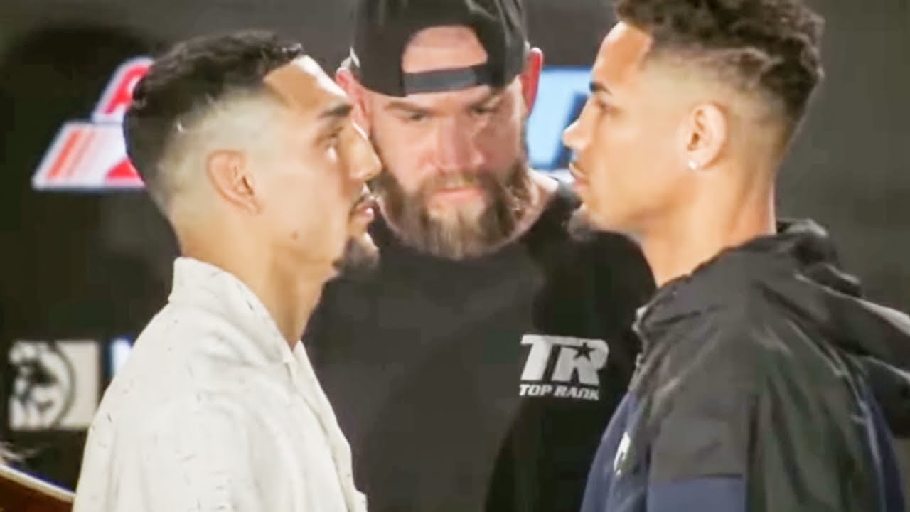 Teofimo Lopez TRIES TO INTIMIDATE Jamaine Ortiz at FIRST FACE OFF with ...