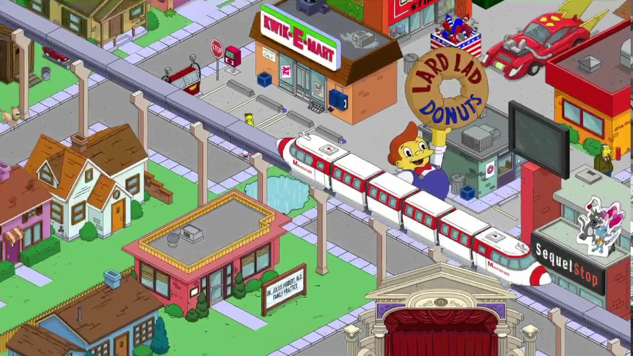 The Simpsons Tapped Out Monorail Ride Springfield - YouTube