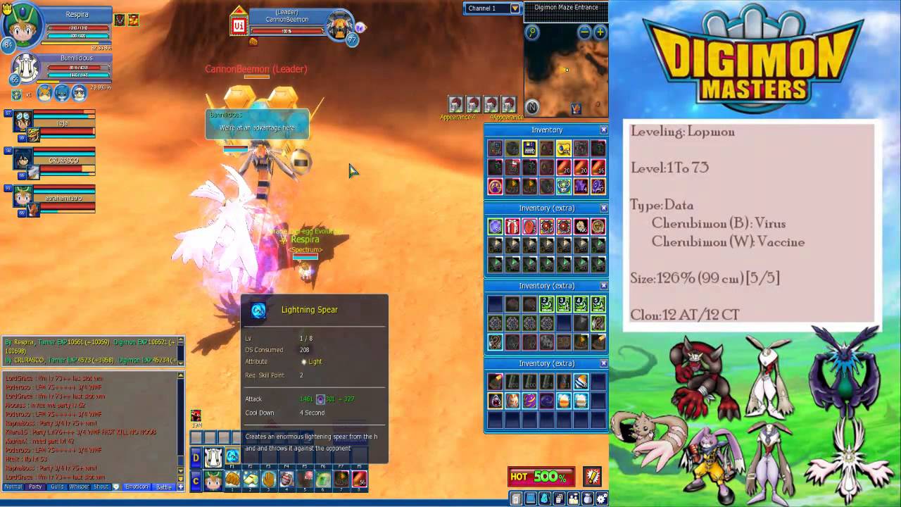 Digimon Masters Online - Leveling Lopmon [1 to 73] - YouTube