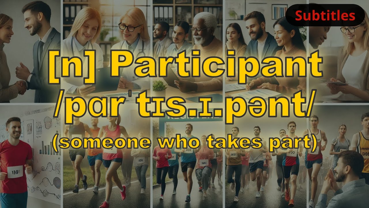 [n] Participant meaning (someone who takes part) with 5 examples - YouTube