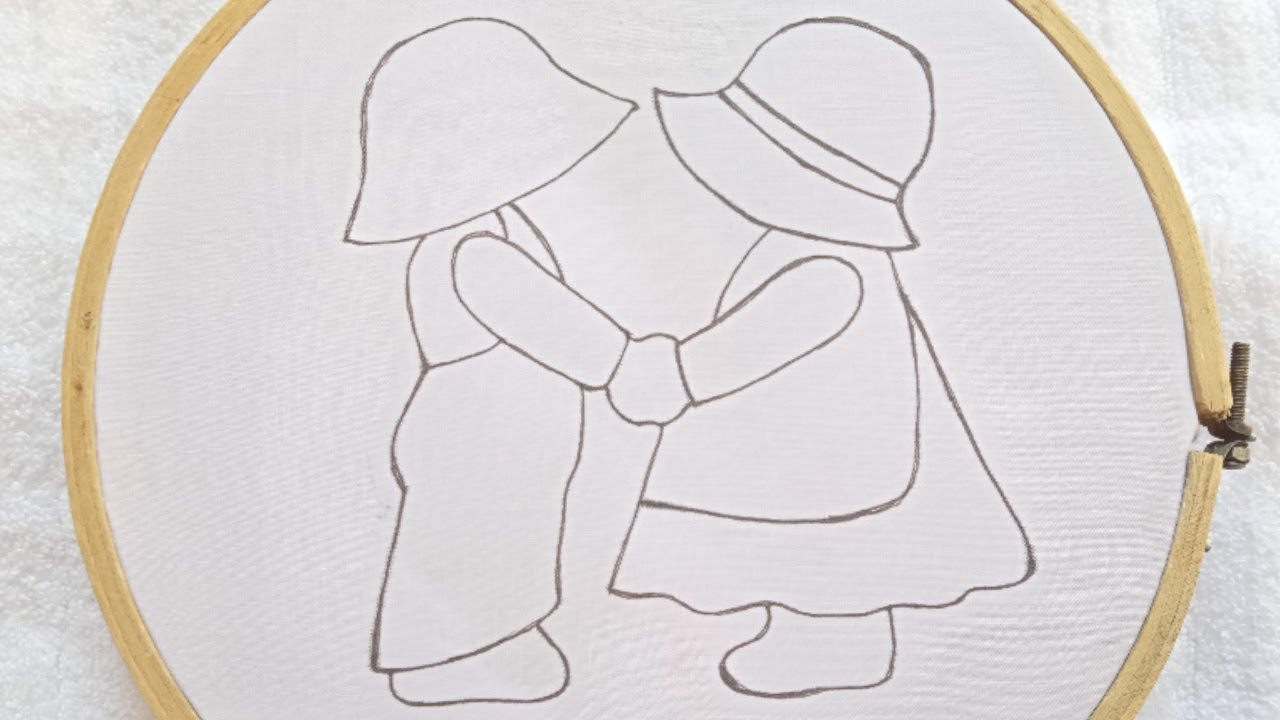 Little boy and girl holding hands:hand embroidery cute and easy designs ...