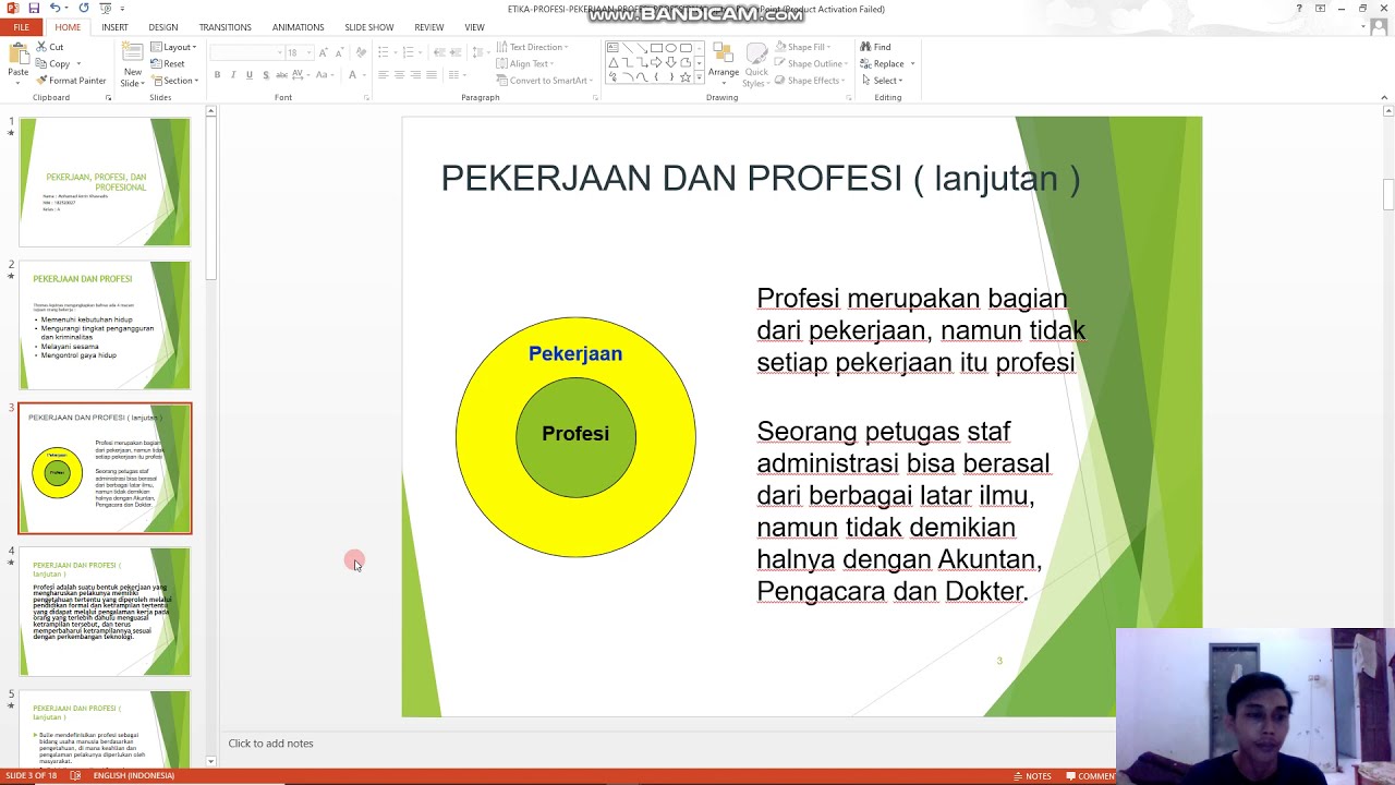 Presentasi Pekerjaan, Profesi dan Profesionalisme - YouTube