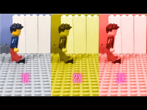 Lego Man steps on a Lego 999x speed - YouTube