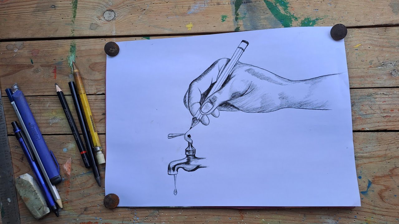How to Draw hand and Nal | hand drawing a nal sketch - YouTube