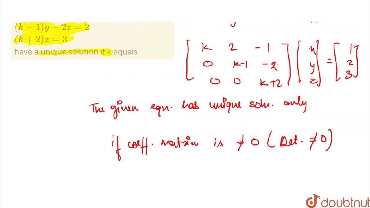 The system of simulataneous equations `kx + 2y -z = 1` `(k -1) y -2z ...