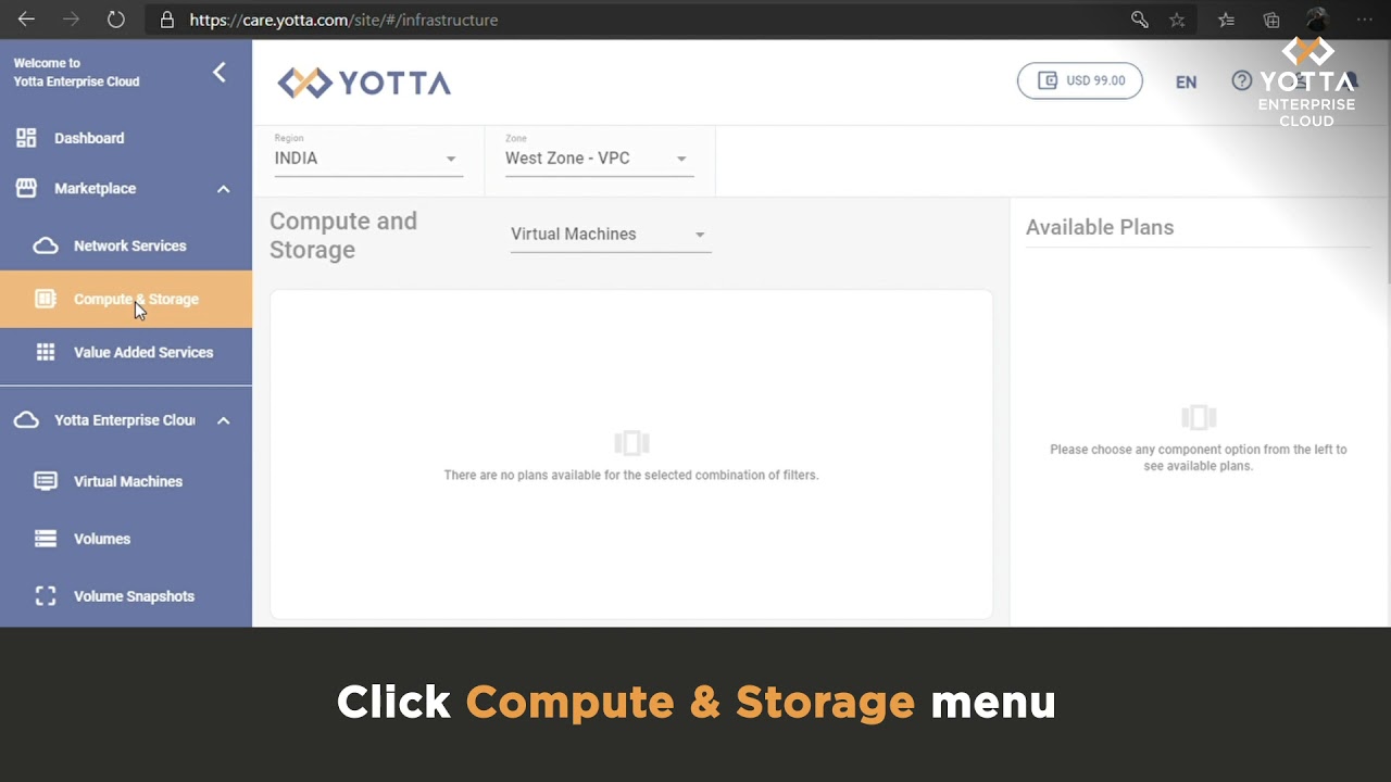 Yotta Enterprise Cloud - Quick Provisioning Purchase VM - YouTube