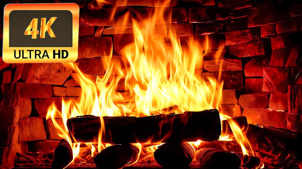🔥 Virtual 4K Fireplace with Enchanting Flames & Crackling Fire Sounds ...