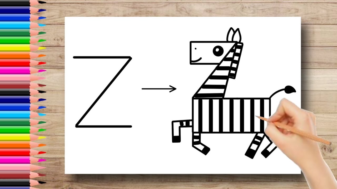 Zebra Drawing With Letter Z | Zebra Drawing Easy - YouTube