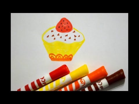 🍮🍓 Muffin mit Erdbeere zeichnen - Süßigkeiten malen - How to draw ...