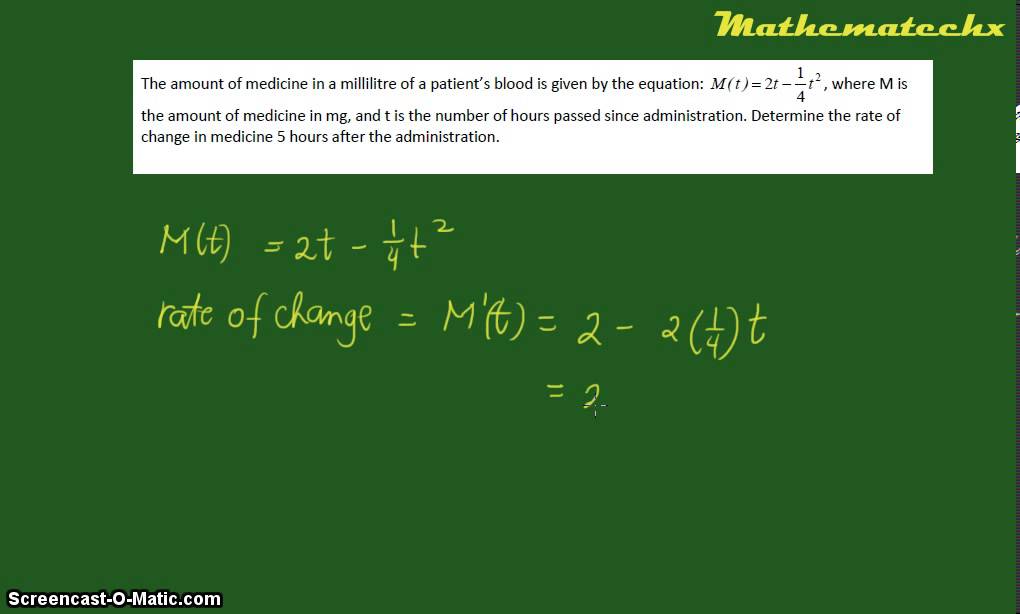 Applications of Derivatives Rate of Change of Medicine - YouTube