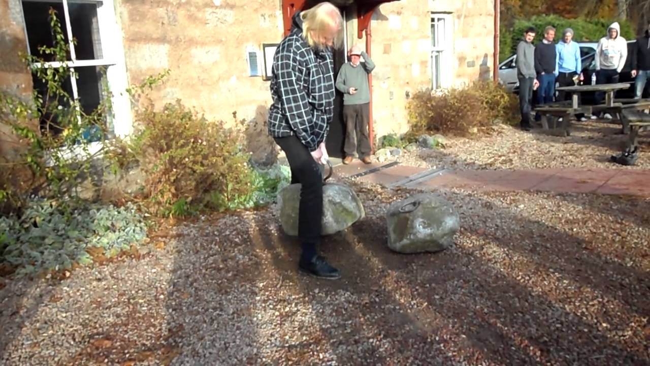 187kg Dinnie Stone hold for 14 seconds, left hand - YouTube