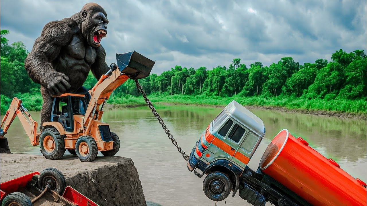Giant Gorilla Saving Stuck Truck in Mud! | Rescue Adventure for Kids ...