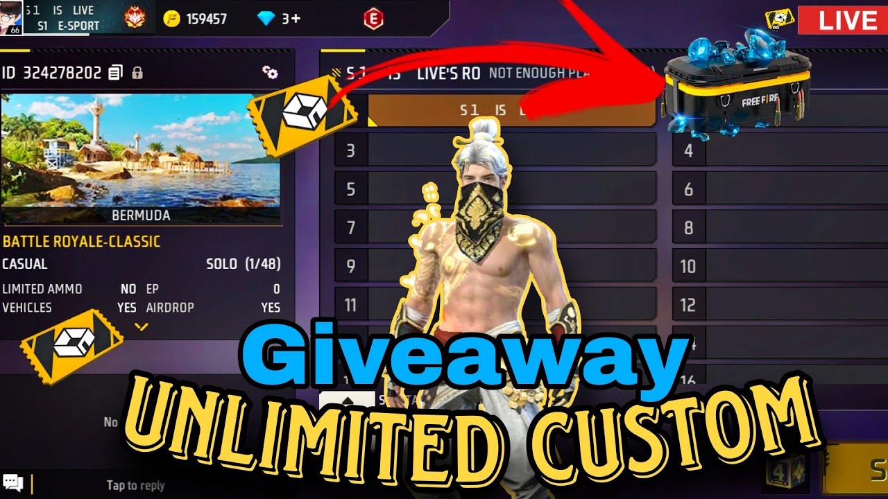 FREE FIRE LIVE REDEEM CODE GIVEAWAY CUSTOM 😜 - YouTube