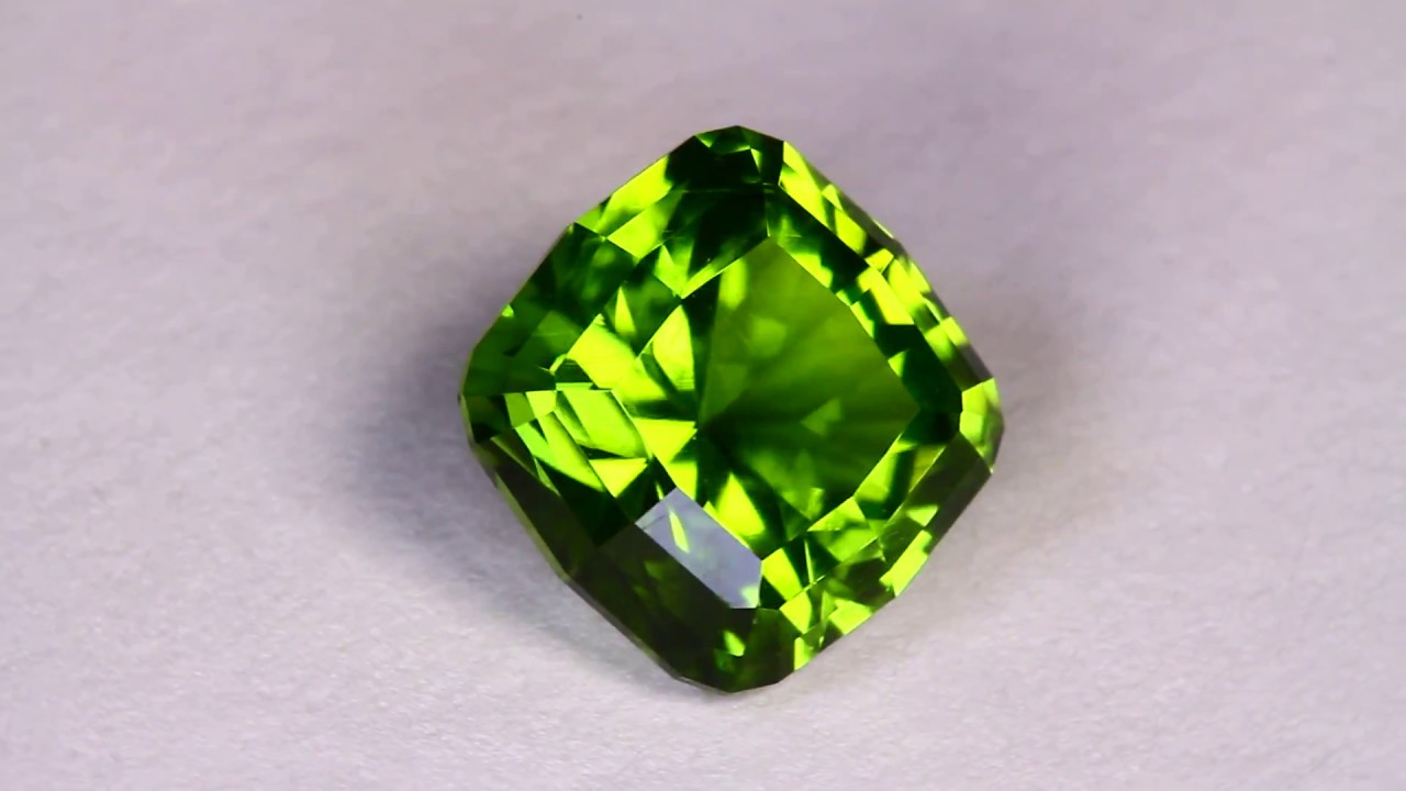 Gem Peridot Square Cushion Weighs 6.09 Carats - YouTube