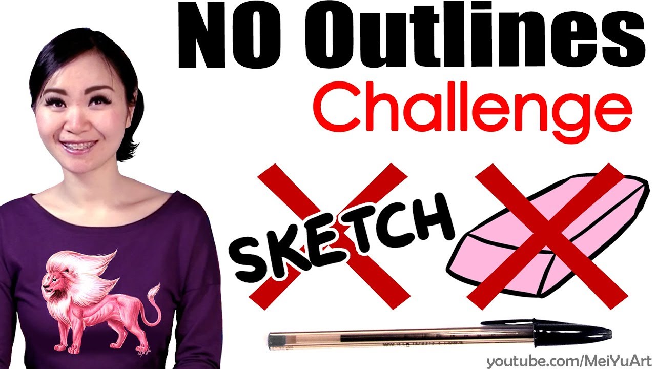 NO Outlines, NO Erasing, NO Sketching Ballpoint Pen Art Challenge - YouTube