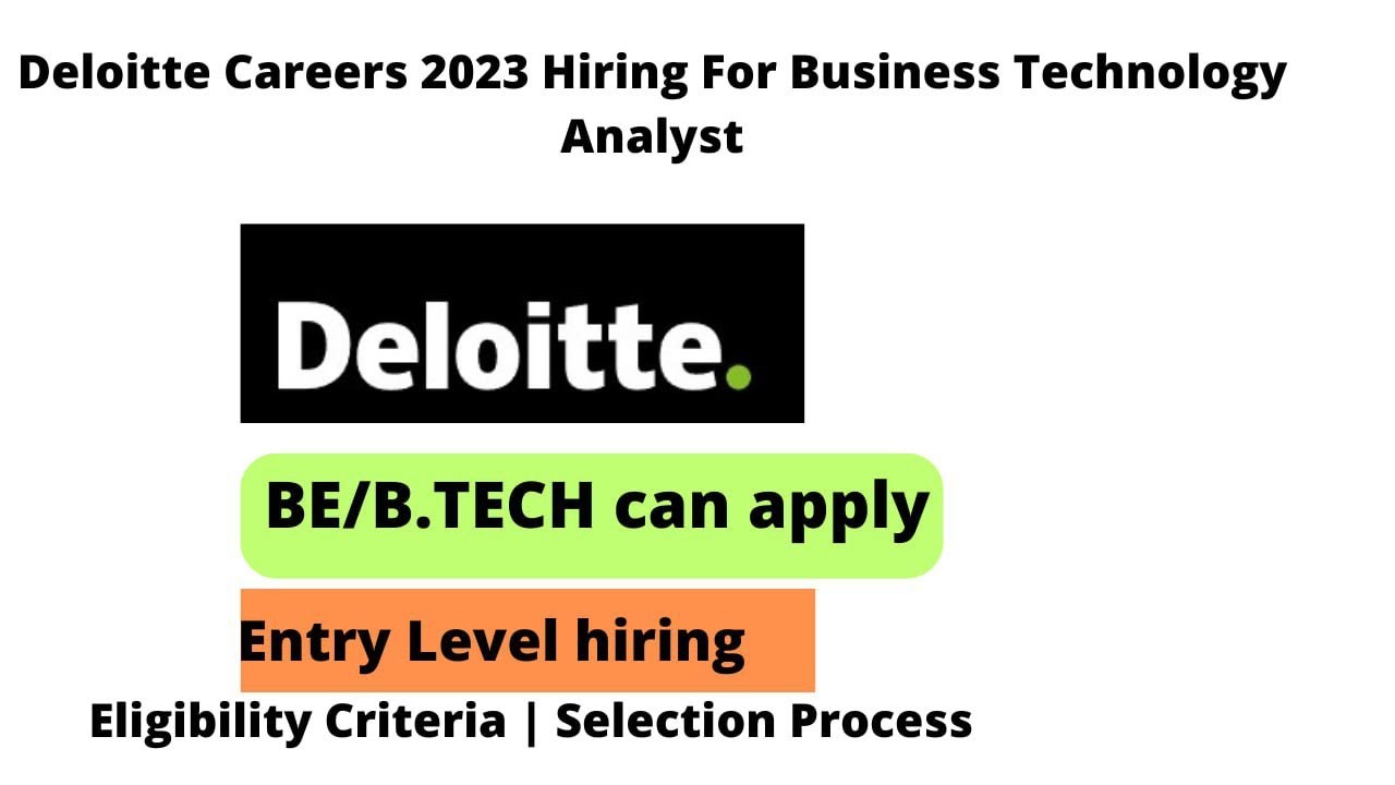 Deloitte Careers India Entry Level Job Opportunity for BTA Position ...