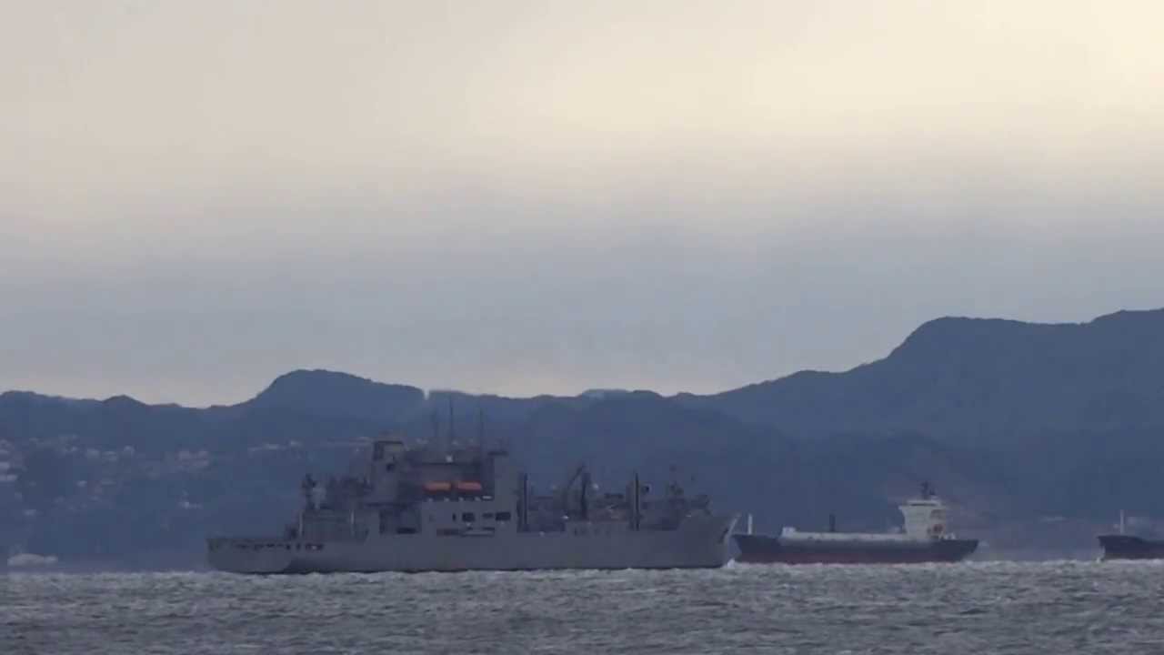 USNS Matthew Perry (T-AKE-9) sailing in the Tokyo Bay （2） / 米海軍補給艦 マシュー ...