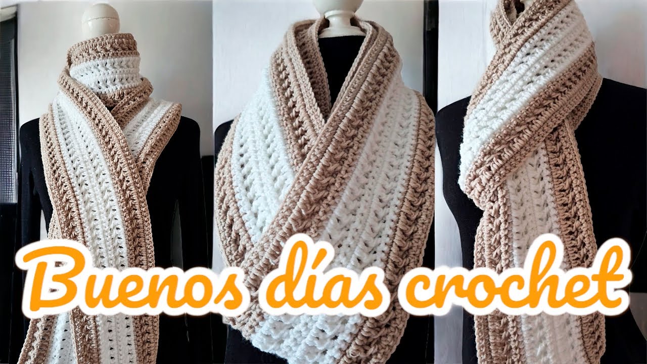 😍 BONITA "bufanda de hombre" patrón a crochet fácil y rápido "La mas ...