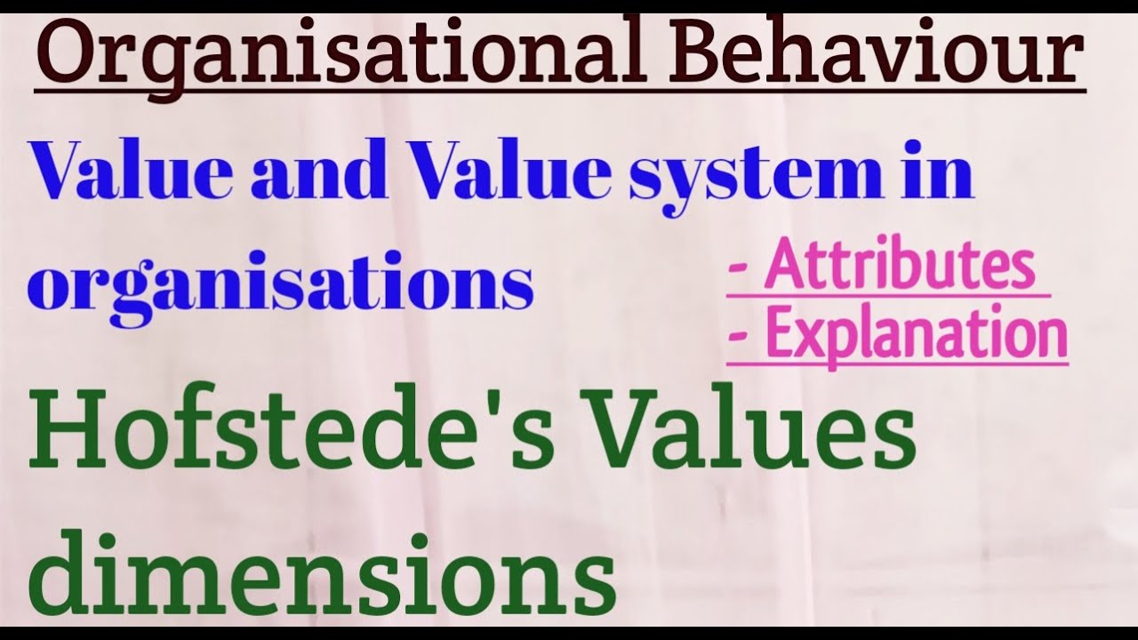 Value and Value system in organisations | Hofstede's Values dimensions ...