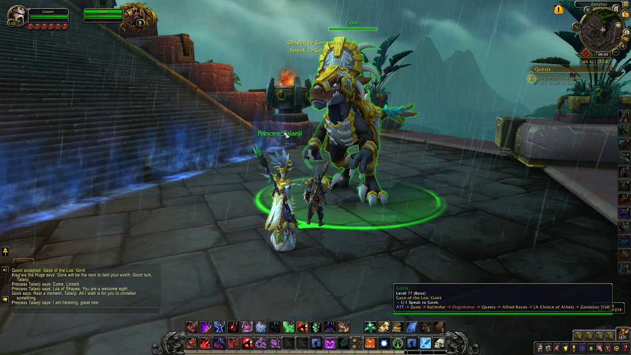 Gaze of the Loa Gonk Quest ID 54033 Playthrough WoW - YouTube
