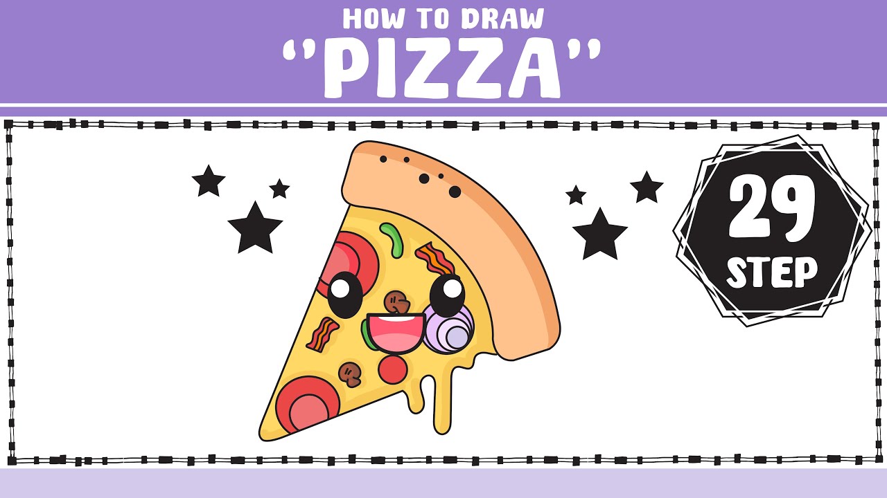 How to draw cute "Pizza" | Little Chick Art - YouTube