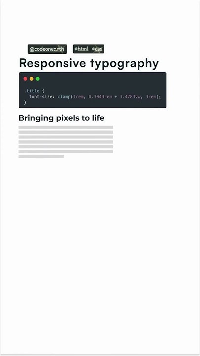 Create Fully Responsive Typography using pure CSS 🔥 #html #css #codeonearth - YouTube