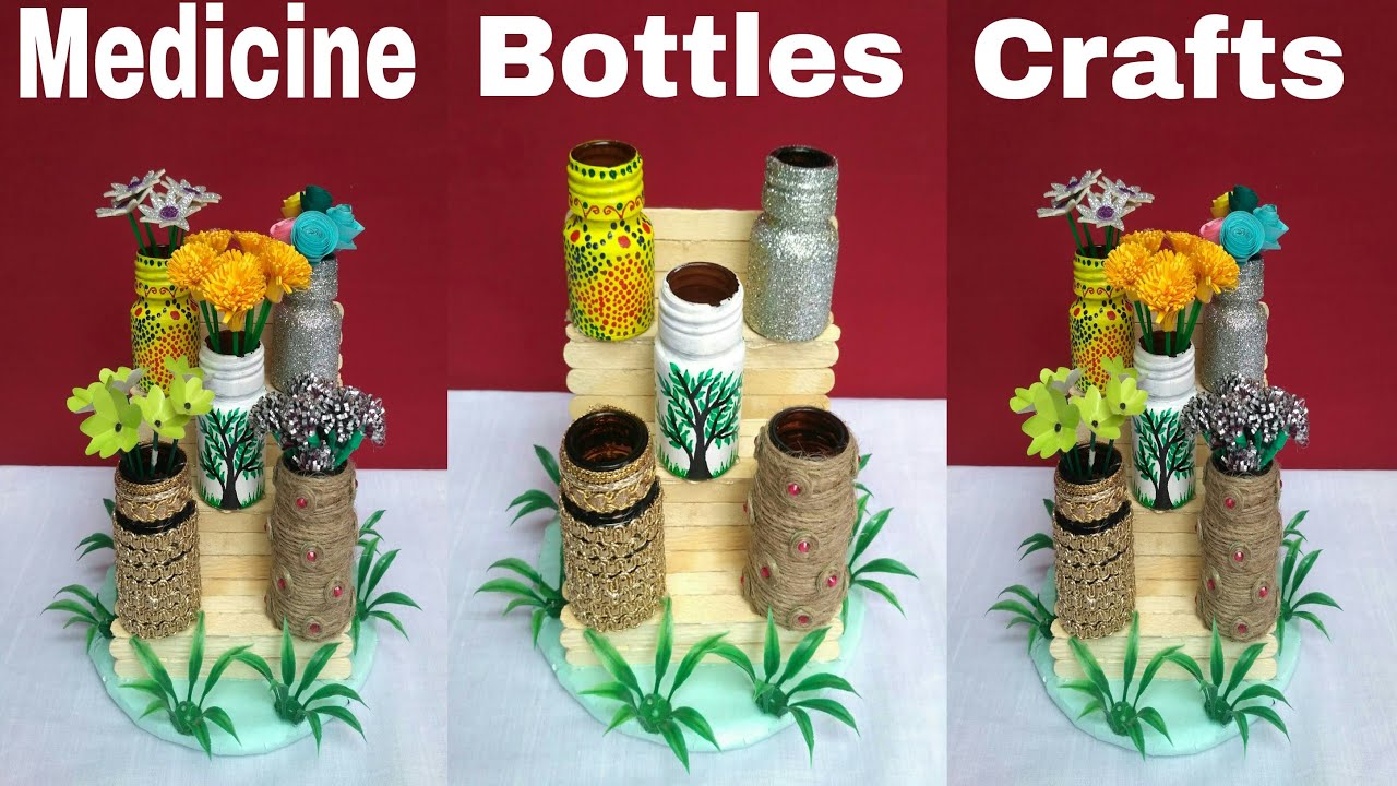 Showpiece making at home/medicine bottle craft/showpiece craft ...