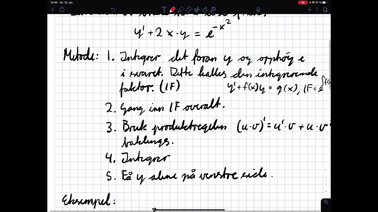 R2: 6C Lineære differensiallikninger av første orden 2: Metoden med ...